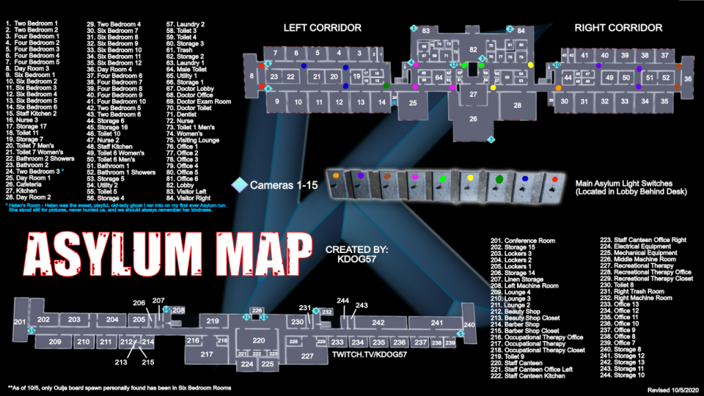Phasmophobia Asylum Map (Cam Locations, Room Names and Numbers) - SteamAH