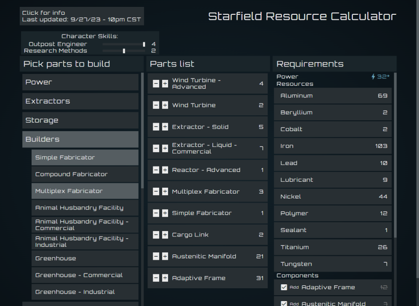 Starfield Resource Calculator Guide - SteamAH