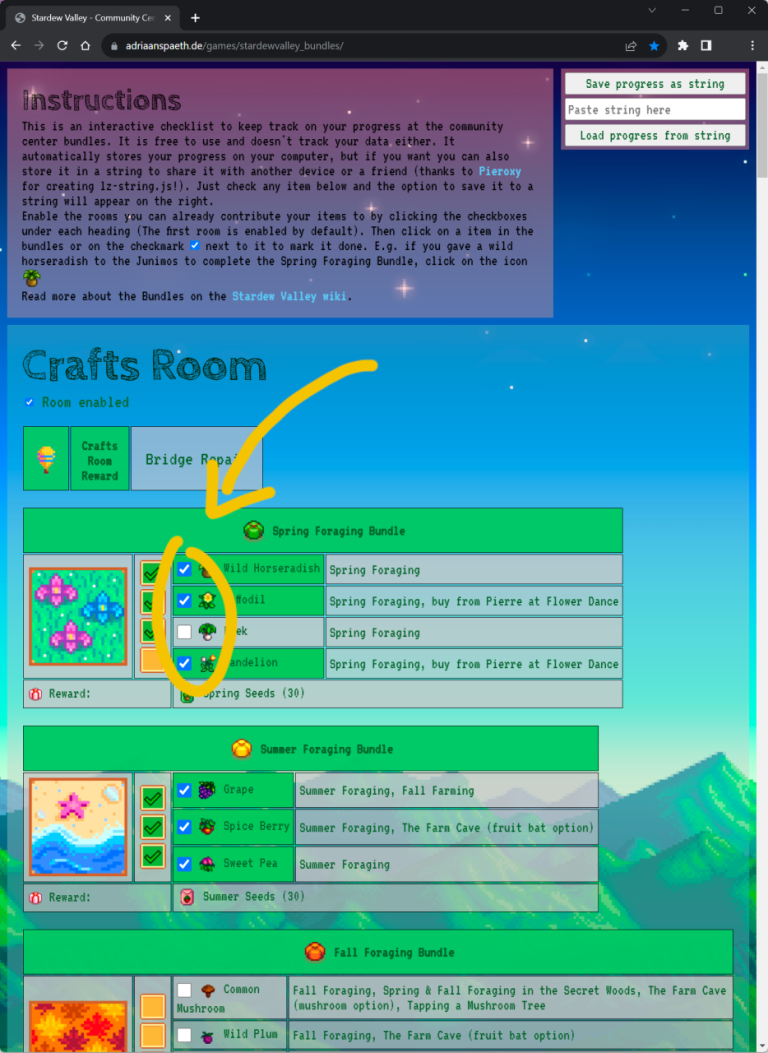Stardew Valley - Interactive Community Center Bundles Checklist Guide ...